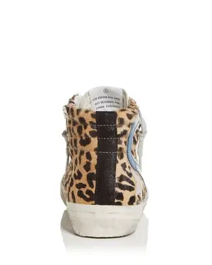 GOLDEN GOOSE Slide Leopard Print High Top Sneakers