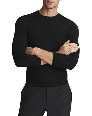 REISS Wessex Merino Crewneck Sweater - Black