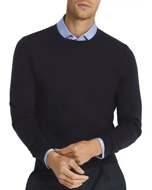 REISS Wessex Merino Crewneck Sweater - Navy