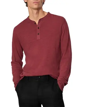 Rag & Bone Classic Flame Henley Tee Maroon