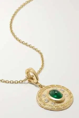 AZLEE - 18-karat Gold, Emerald And Diamond Necklace