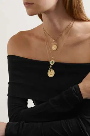 AZLEE - 18-karat Gold, Emerald And Diamond Necklace