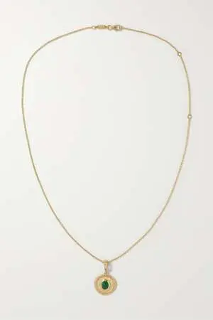 AZLEE - 18-karat Gold, Emerald And Diamond Necklace