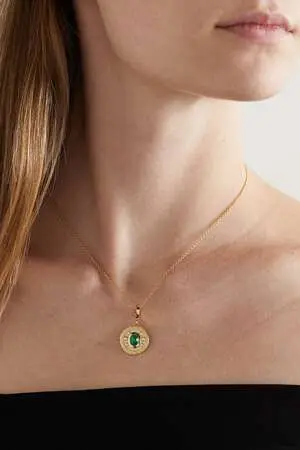 AZLEE - 18-karat Gold, Emerald And Diamond Necklace
