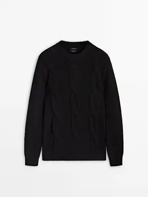 Massimo Dutti Twisted Cable-knit Sweater In A Wool Blend