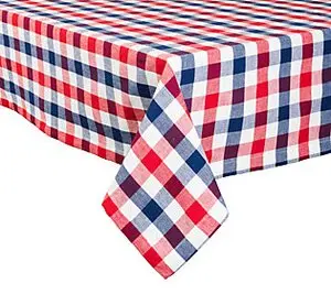DESIGN IMPORTS Red, White & Blue Check Tableclo Th 60' X 84 - One-color