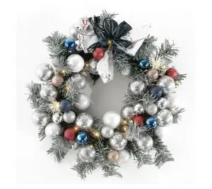 SAFAVIEH Faux 20' Pine Led Wreath W/ornaments - One-color