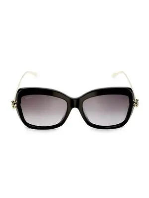 Cartier Women's 55MM Cat Eye Sunglasses - Black - Black