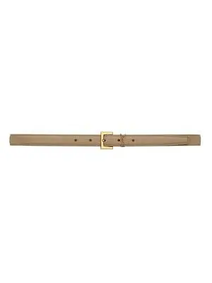 Saint Laurent Cassandre Belt With Square Buckle In Grained Leather Sea Salt