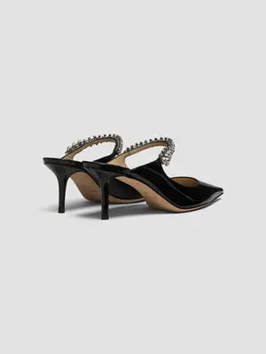 JIMMY CHOO Bing 65mm Embellished Patent Leather Mules - Black