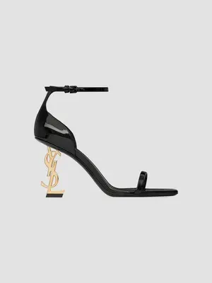 Saint Laurent Opyum Sandals In Patent Leather Black