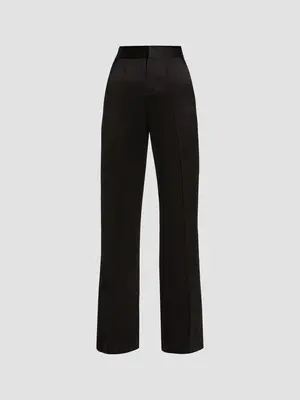 Alice + Olivia Dylan Silk High-waisted Wide-leg Pants - Black