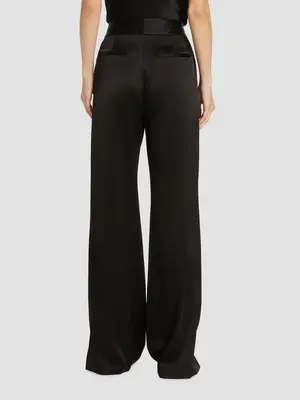 Alice + Olivia Dylan Silk High-waisted Wide-leg Pants - Black