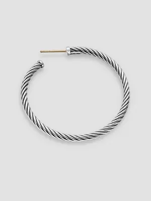 David Yurman Cable Hoop Earrings In Sterling 1.5in