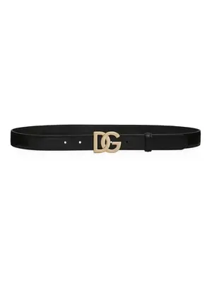 Dolce & Gabbana Dg Logo Buckle Leather Belt - Nero