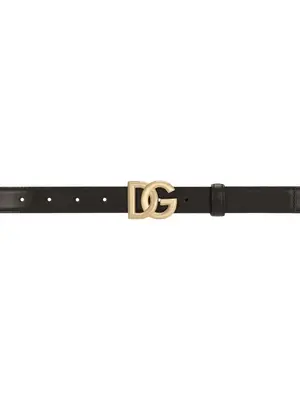 Dolce & Gabbana Dg Logo Buckle Leather Belt - Nero