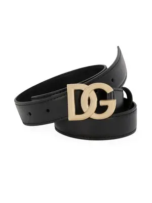 Dolce & Gabbana Dg Logo Buckle Leather Belt - Nero