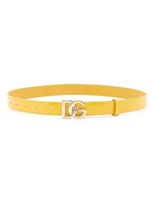 Dolce & Gabbana Dg Logo Buckle Leather Belt Yellow