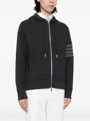 Thom Browne 4-bar Zip-up Hoodie - Grey