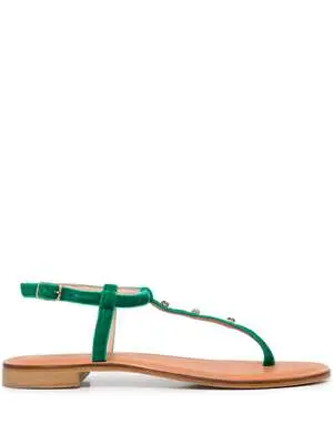 MADISON MAISON Embellished Leather Thong Sandals