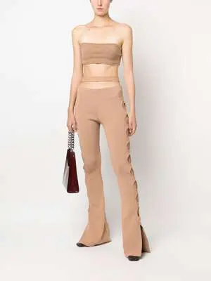ANDREĀDAMO Cut-out Flared Knit Trousers - Neutrals