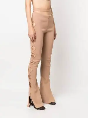 ANDREĀDAMO Cut-out Flared Knit Trousers - Neutrals