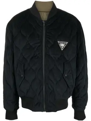 Versace Logo-patch Quilted Bomber Jacket