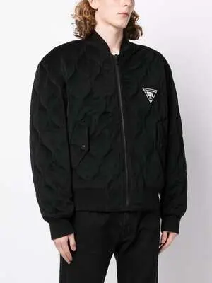 Versace Logo-patch Quilted Bomber Jacket