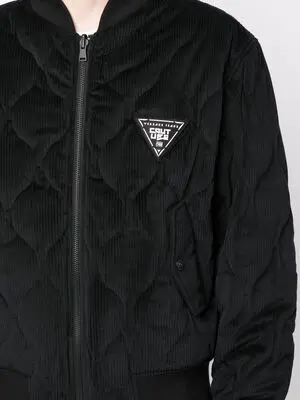 Versace Logo-patch Quilted Bomber Jacket