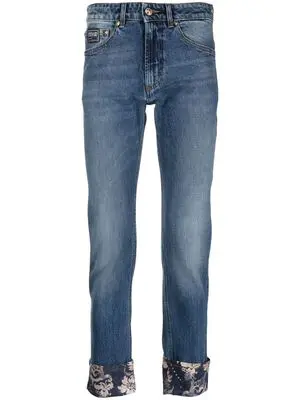 Versace Floral-print Cropped Jeans