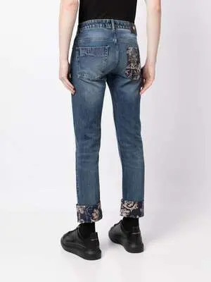 Versace Floral-print Cropped Jeans