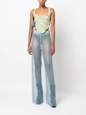 Khrisjoy Crystal-embellished Mesh Wide Leg Trousers