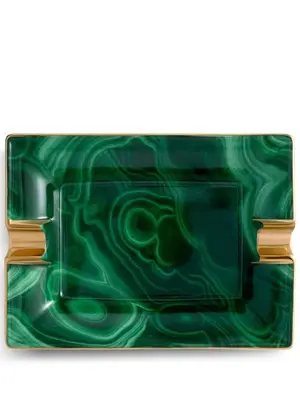 L'Objet Malachite Porcelain Ashtray - Green
