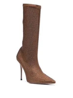 GEDEBE Logan 115mm Crystal-embellished Boots - Brown