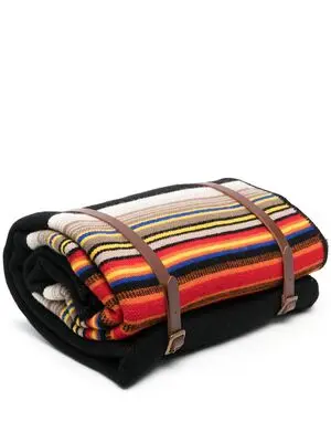 Pendleton Striped Wool-cotton Blanket - Black