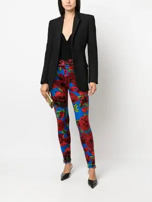Magda Butrym Rose-print Velvet Leggings