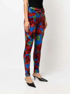 Magda Butrym Rose-print Velvet Leggings