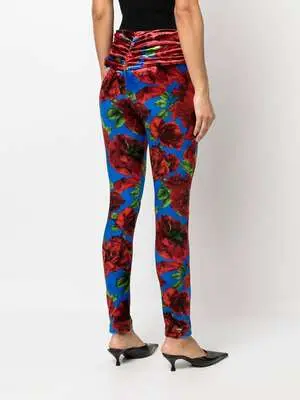 Magda Butrym Rose-print Velvet Leggings