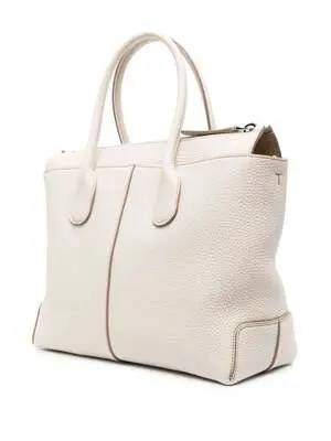 TOD'S Pebbled Leather Tote - White