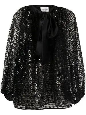 PHAEONIA Sequin-embellished Long-sleeve Blouse