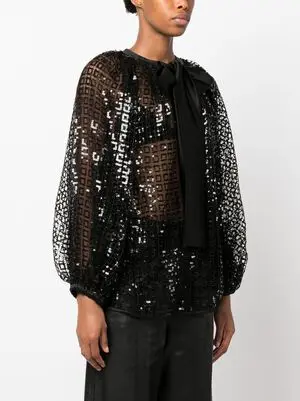 PHAEONIA Sequin-embellished Long-sleeve Blouse