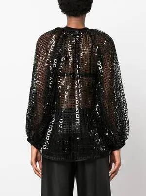 PHAEONIA Sequin-embellished Long-sleeve Blouse
