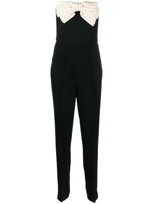 Saloni Bow-detail Jumpsuit - Black