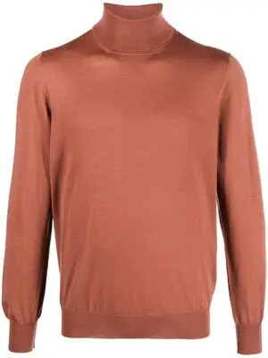 LARDINI Roll Neck Wool Top - Red