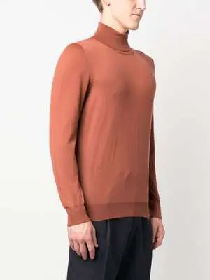 LARDINI Roll Neck Wool Top - Red