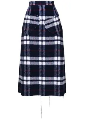 Natasha Zinko Checked Wool Midi Skirt