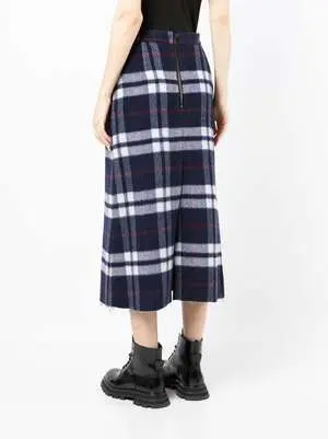 Natasha Zinko Checked Wool Midi Skirt
