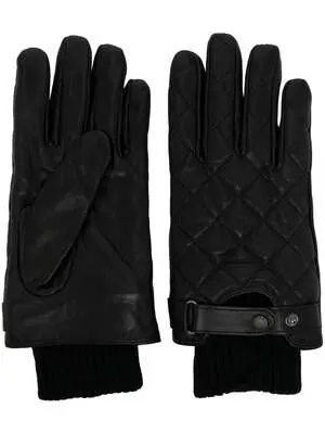 Barbour Quilted Leather Gloves - Black