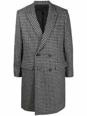 Ami Houndstooth Double-breasted Overcoat