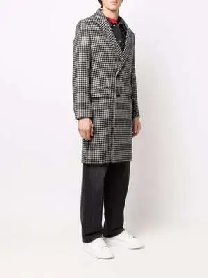 Ami Houndstooth Double-breasted Overcoat